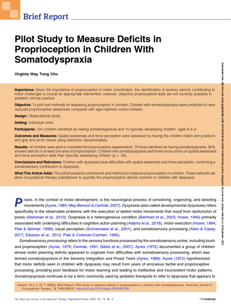 Pilot Study To Measure Deficits in Proprioception in Children With ...
