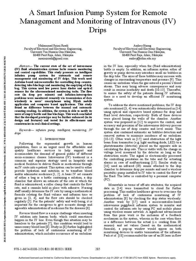 Rosdi 2021 | PDF | Intravenous Therapy | Internet Of Things