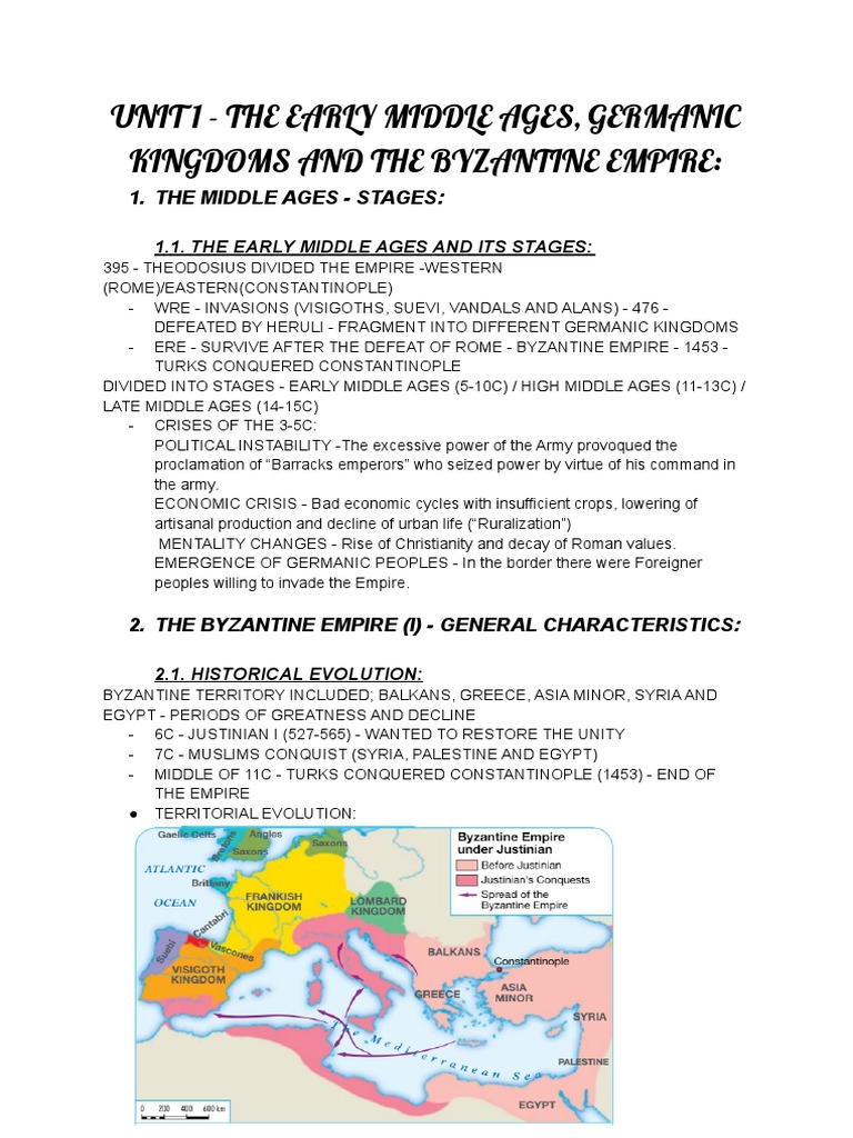 History - Unit 1 - The Early Middle Ages, Germanic Kingdoms and The ...