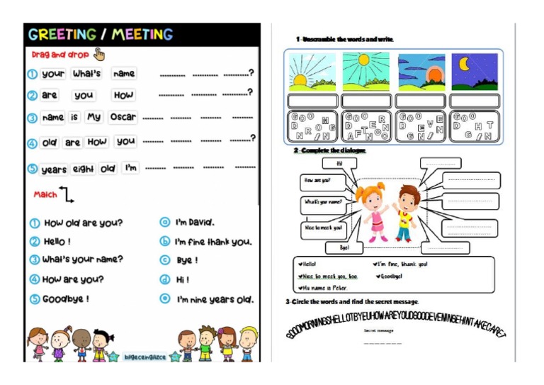 Greetings Worksheet | PDF
