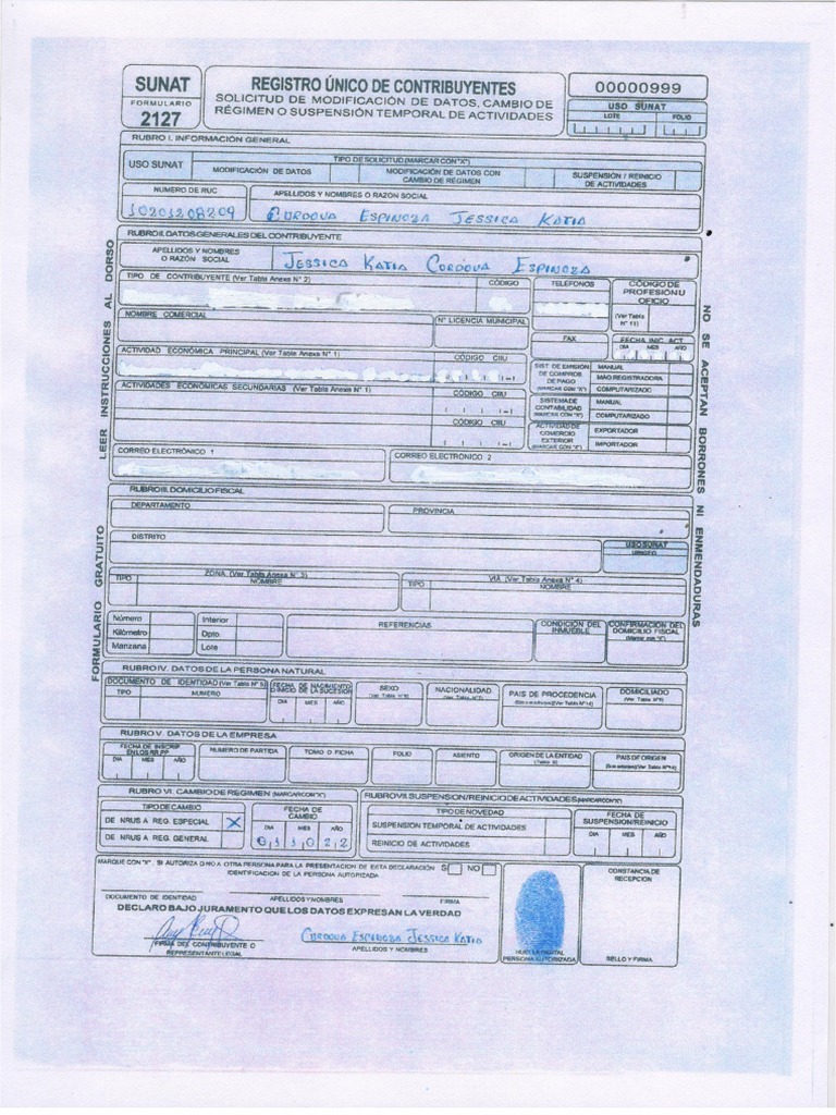 Formulario 2127 | PDF