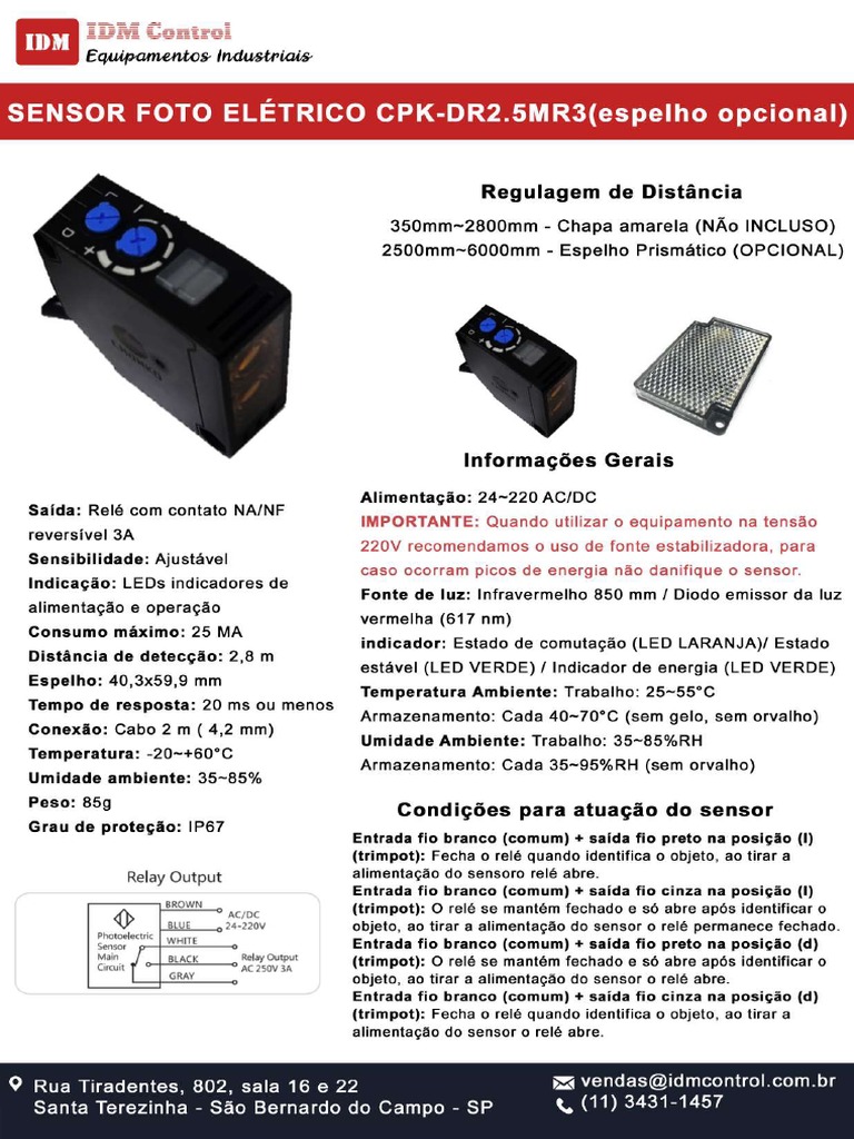 Sensor Foto Eletrico CPK dr2 5mr3 29042021 050538 | PDF