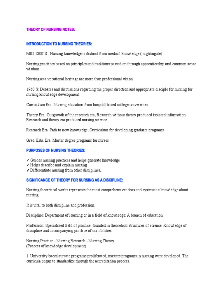 TFN Notes | PDF | Nursing | Theory