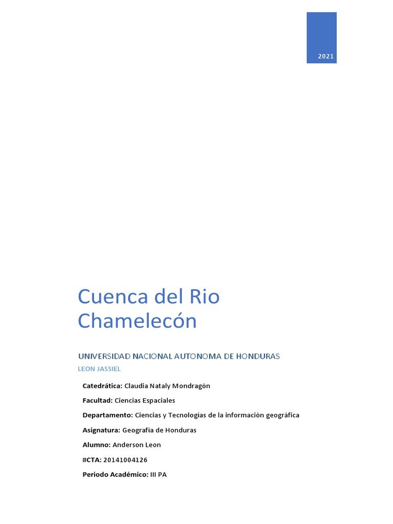 Análisis geográfico de la cuenca del Río Chamelecón en Honduras | PDF ...