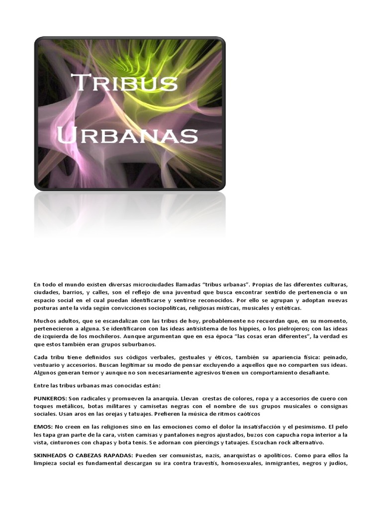 Tribus Urbanas, Grado 11 | PDF | Tribu