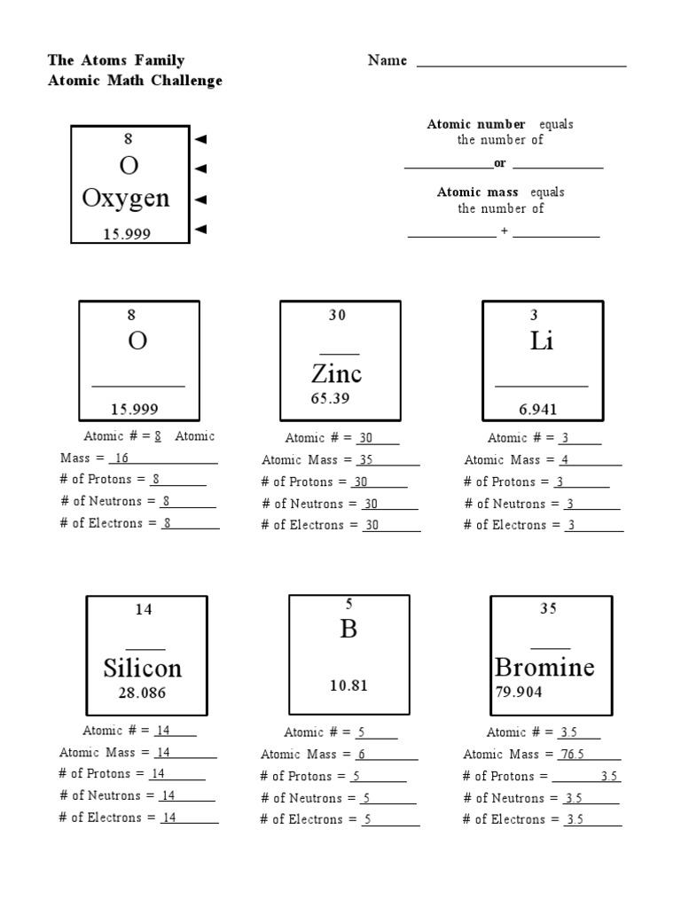 Atomic Math Challenge | PDF | Proton | Neutron
