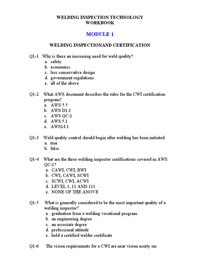 Welding Inspection Technology Module 1 | PDF | Nondestructive Testing ...