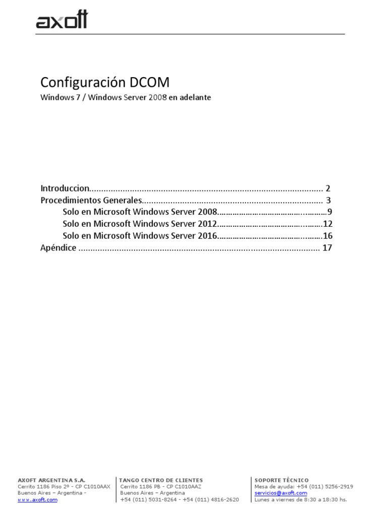 Configuración DCOM | Descargar gratis PDF | Microsoft Windows | Edad de ...
