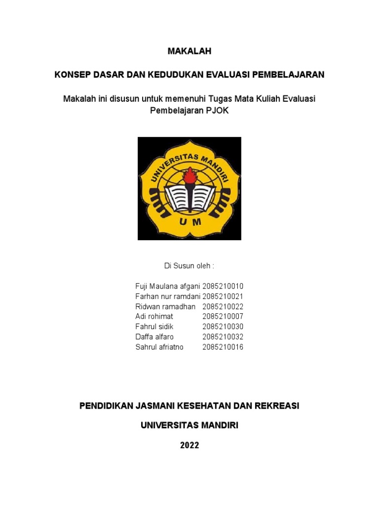 Konsep Evaluasi Pembelajaran PJOK | PDF