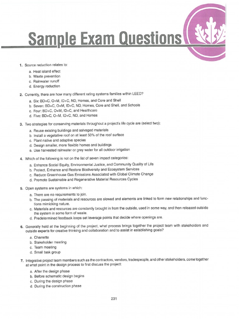 Sample Exam Questions | PDF