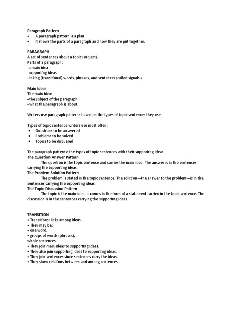 Paragraph Pattern | PDF | Paragraph | Sentence (Linguistics)