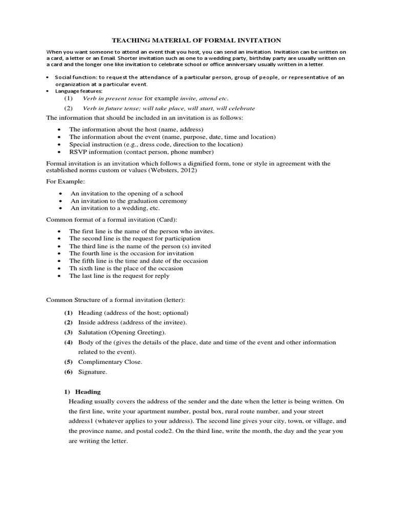 THE FORMAL INVITATION | PDF | Madam | Linguistics