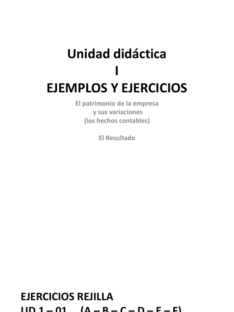 Conta I - UD 1 - Ejercicios | PDF | Bancos | Business