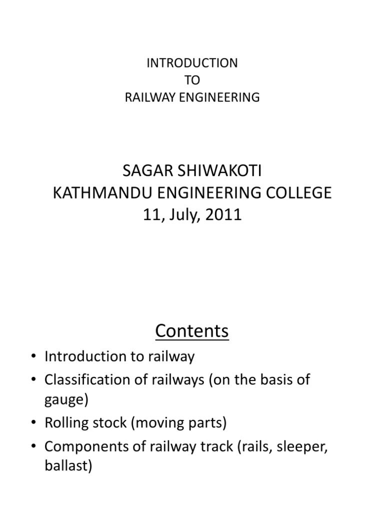 Introduction to Railway Engineering | PDF | Track (Rail Transport ...
