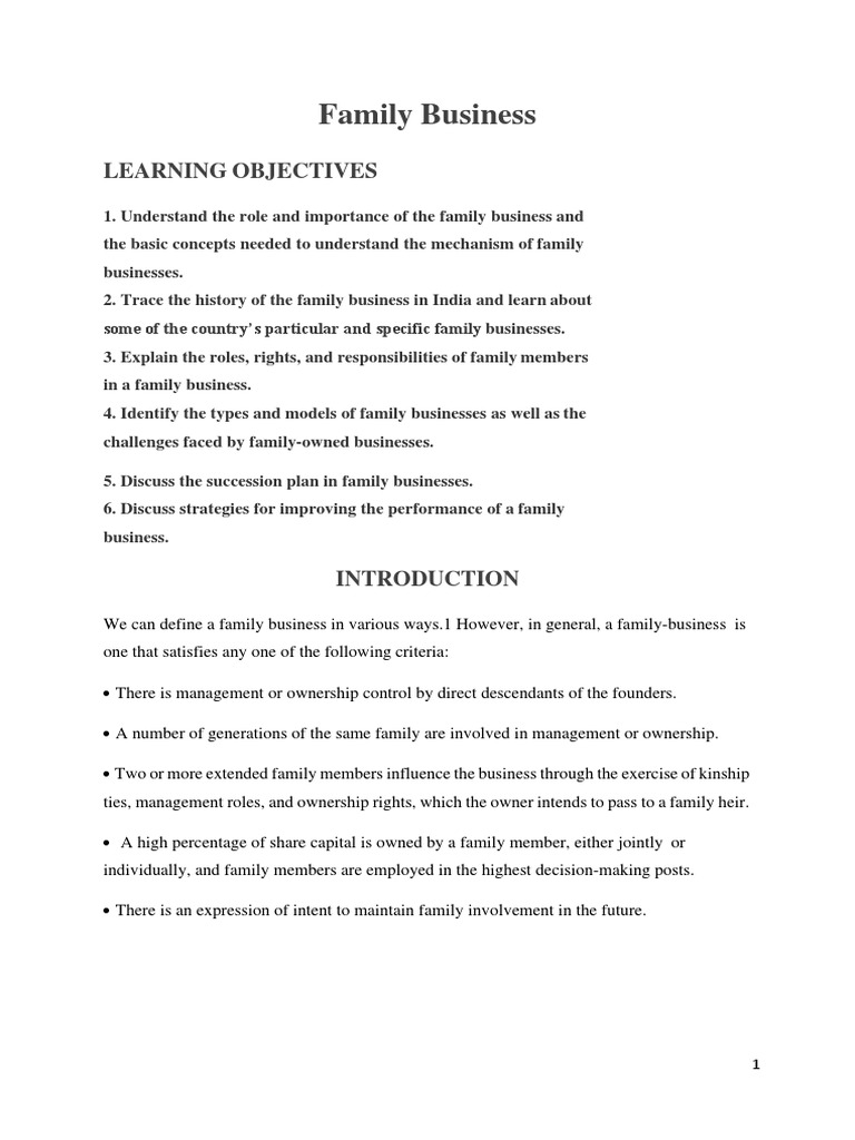 Family Business | PDF | Family | Entrepreneurship