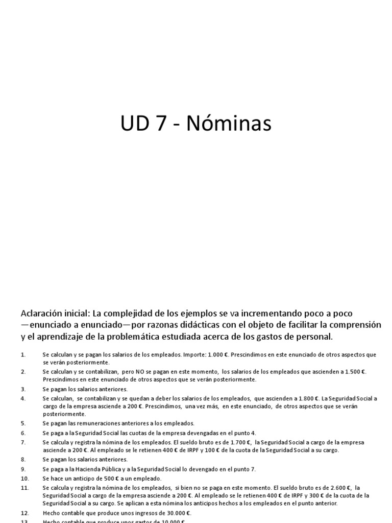 Conta I - UD 7 - Nóminas | PDF | Salario | Devengo
