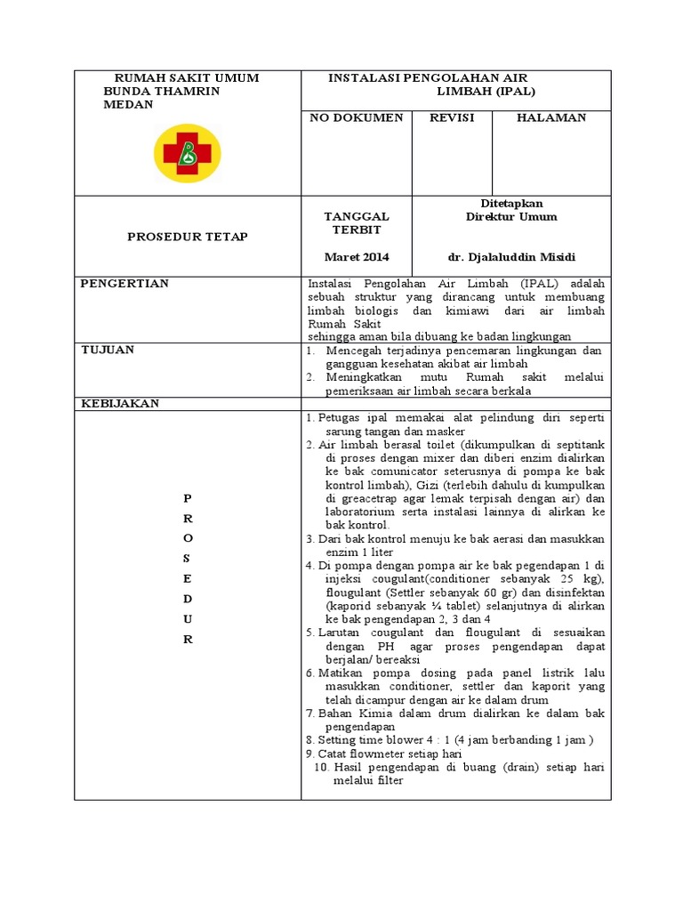 Sop Ipal | PDF | Griya & Taman | Kesehatan Holistik