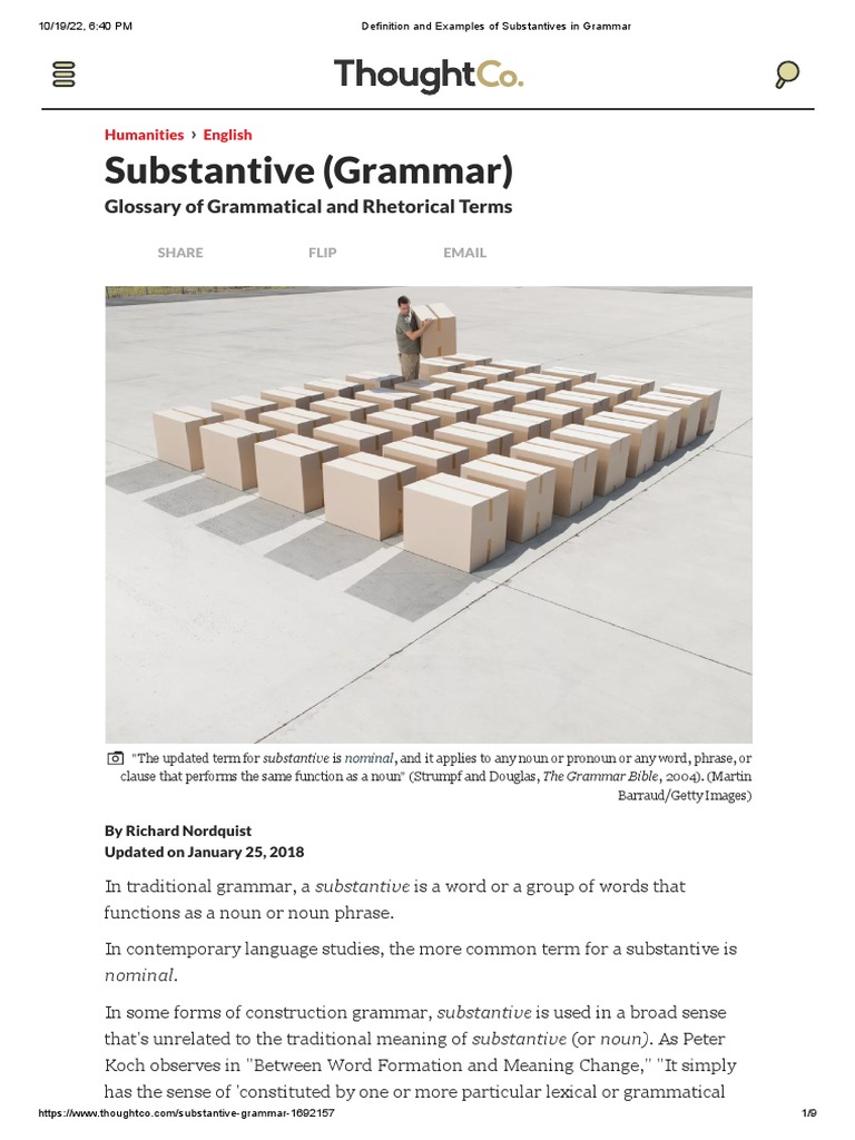 Definition and Examples of Substantives in Grammar | PDF | Noun ...