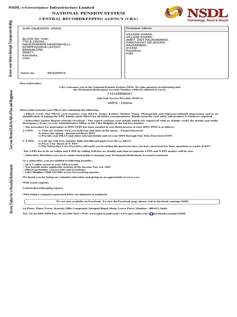 National Pension System Subscriber Guide | PDF | Pension | Computing