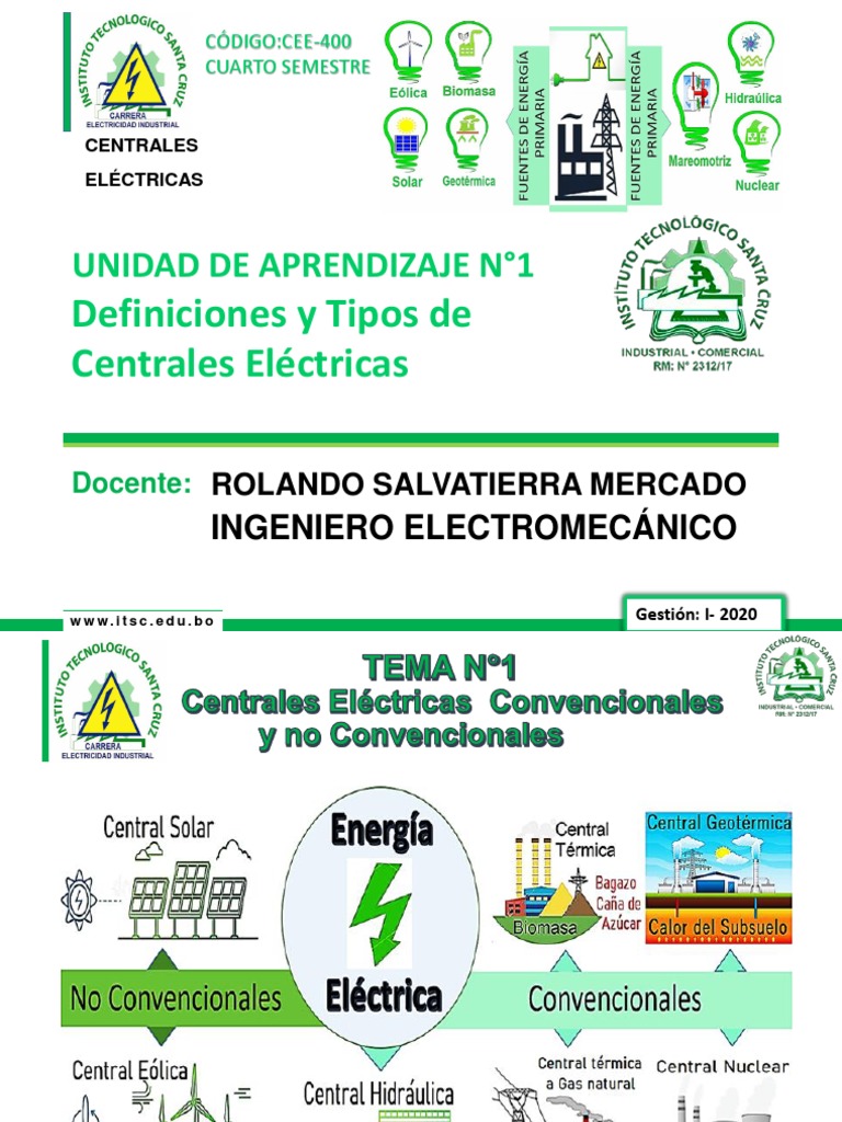 Definiciones y Tipos de Centrales Eléctricas | PDF | Energía renovable | Generación eléctrica