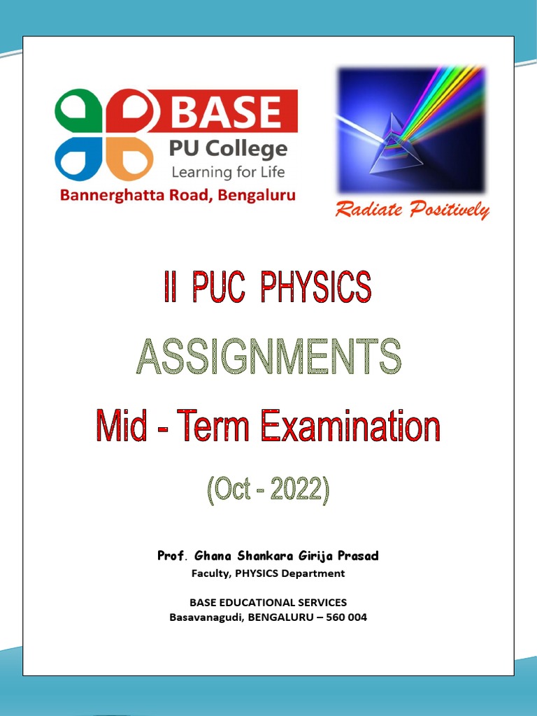 II Puc Physics - Assignment (Mid Term 2022) - Gsgp's | PDF | Electron ...