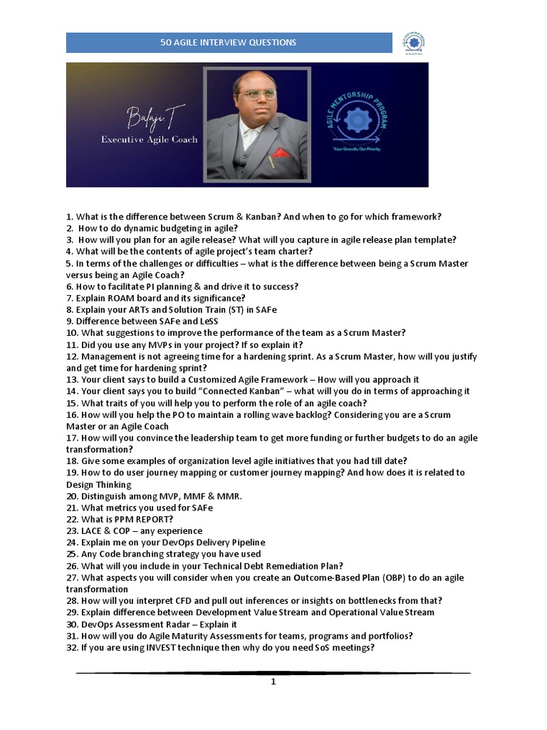 50 Agile Interview Questions Amp Service Offerings 1665654481 | PDF ...