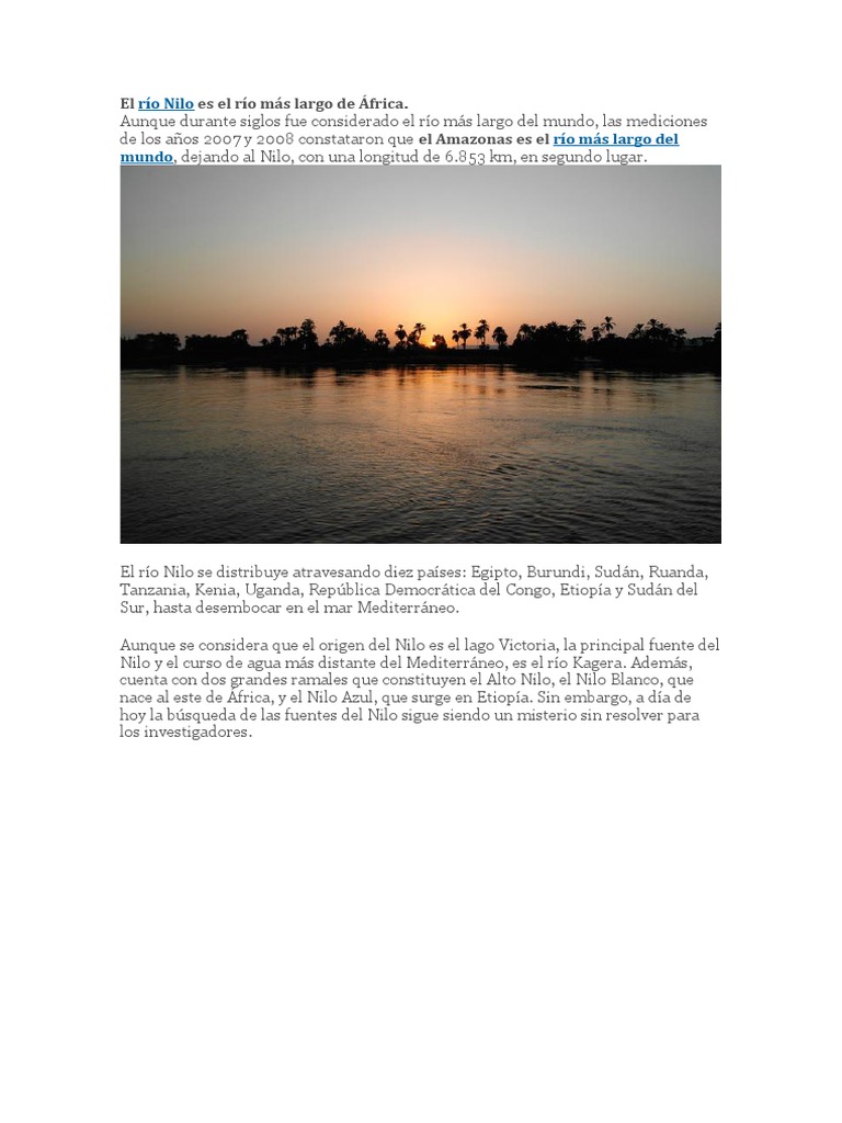 EL RÍO NILO | PDF | Nilo | Ciencias de la Tierra