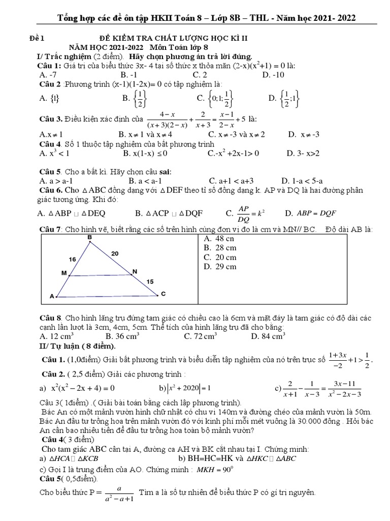 Tổng hợp đề Ôn tập HKII | PDF
