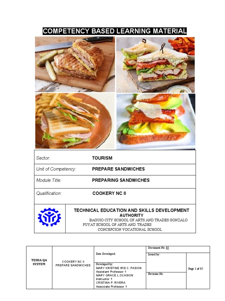 Core Competencies UC5 - Preparing Sandwiches | PDF | Meal | Sandwich