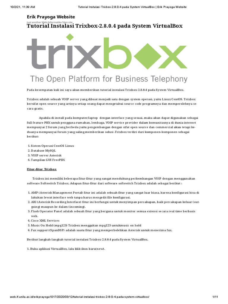Tutorial Instalasi Trixbox-2.8.0.4 Pada System VirtualBox - Erik ...