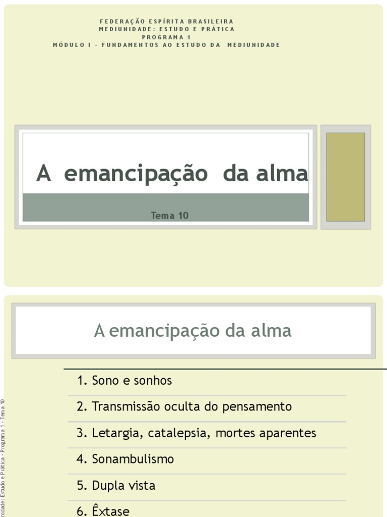Mó_dulo-1-Tema-10-A-emancipação-da-alma | PDF | Mediunidade | Espiritismo