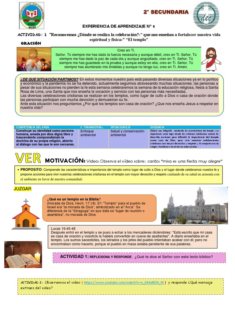 ACT 1 Exp 5 2º - EL TEMPLO | PDF | Iglesia (edificio) | templo