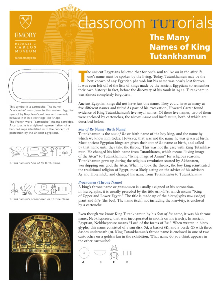 Classroom TUTorial Names of Tut | PDF | Tutankhamun | Ancient Africa