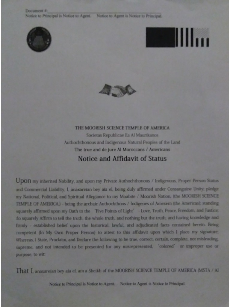 Notice and Affidavit of Status | PDF