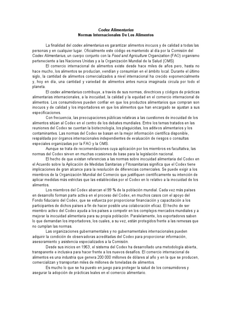 Codex Alimentarius | PDF | Análisis de Riesgo y Puntos Críticos de ...