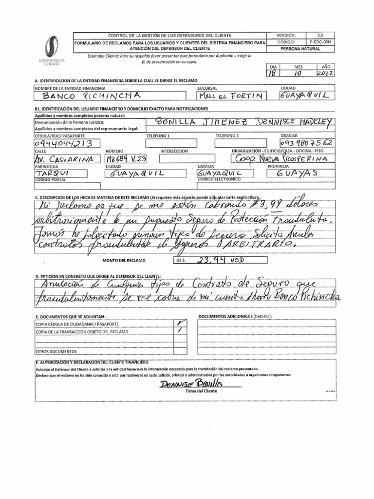 Formulario Reclamos | PDF