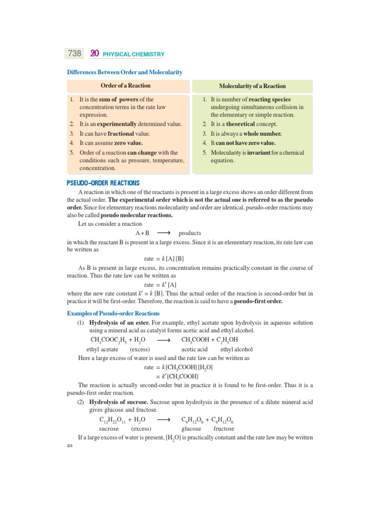 Differences Between Order and Molecularity: Molecularity of A Reaction ...