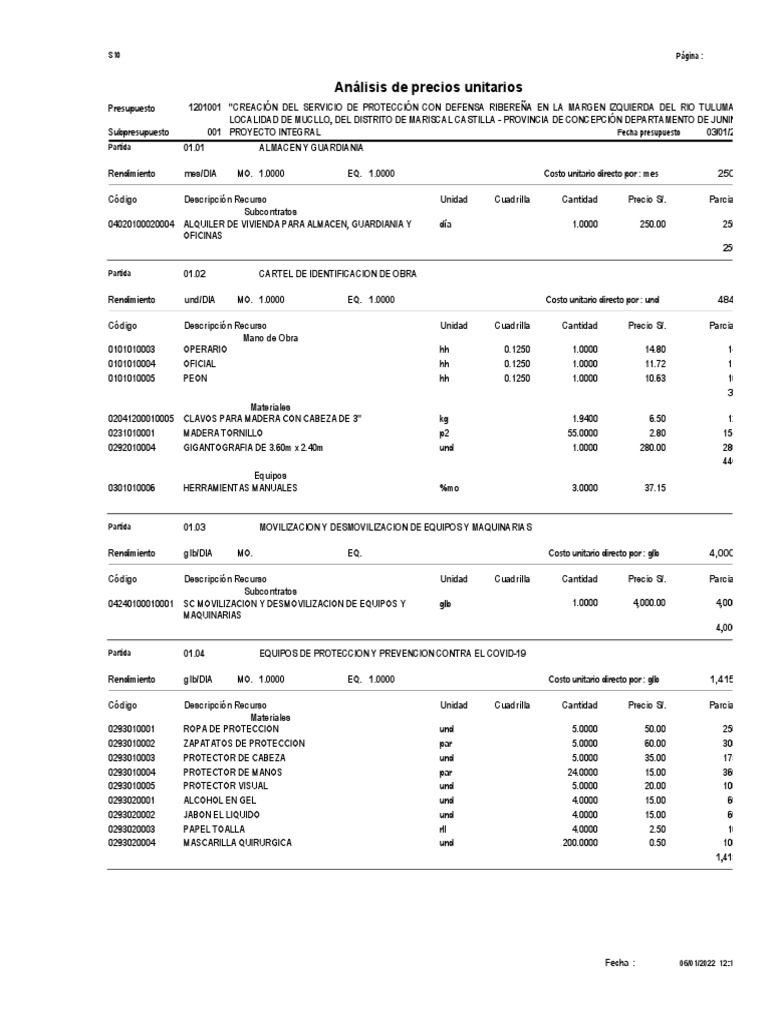 Analisis de Precios Unitarios | PDF