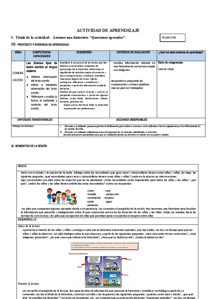 Actividad de Aprendizaje-lEEMOS SOBRE LOS DERECHOS. | PDF | Método de ...