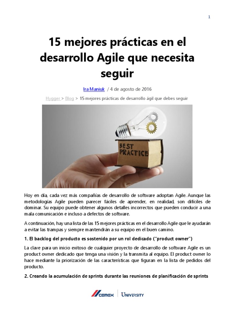 15 Best Practices of Agile Development You Need To Follow - ESP | PDF | Software | Ingeniería de ...