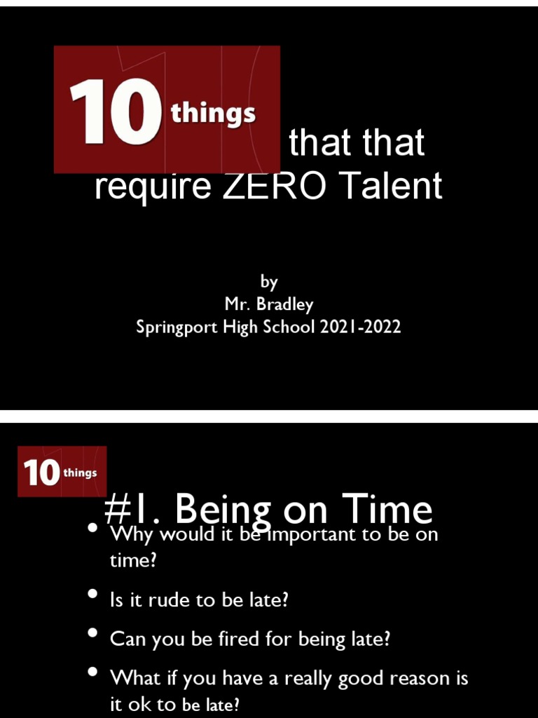 10 Things That Require Zero Talent - Bradley 2021-2022 | PDF