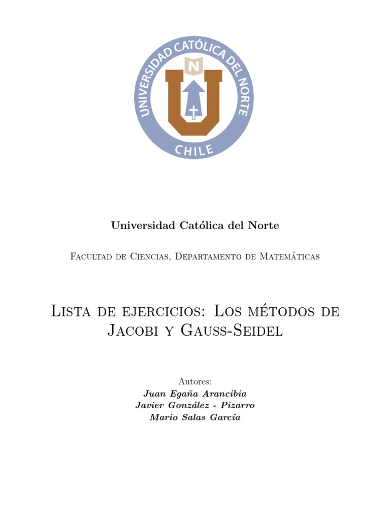 Guía de Ejercicios de Los Métodos de Jacobi y Gauss-Seidel | PDF | Análisis numérico ...