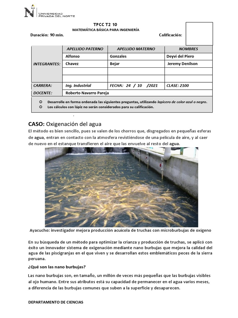 TPCC T2 - 1 | PDF | Oxígeno | Agua