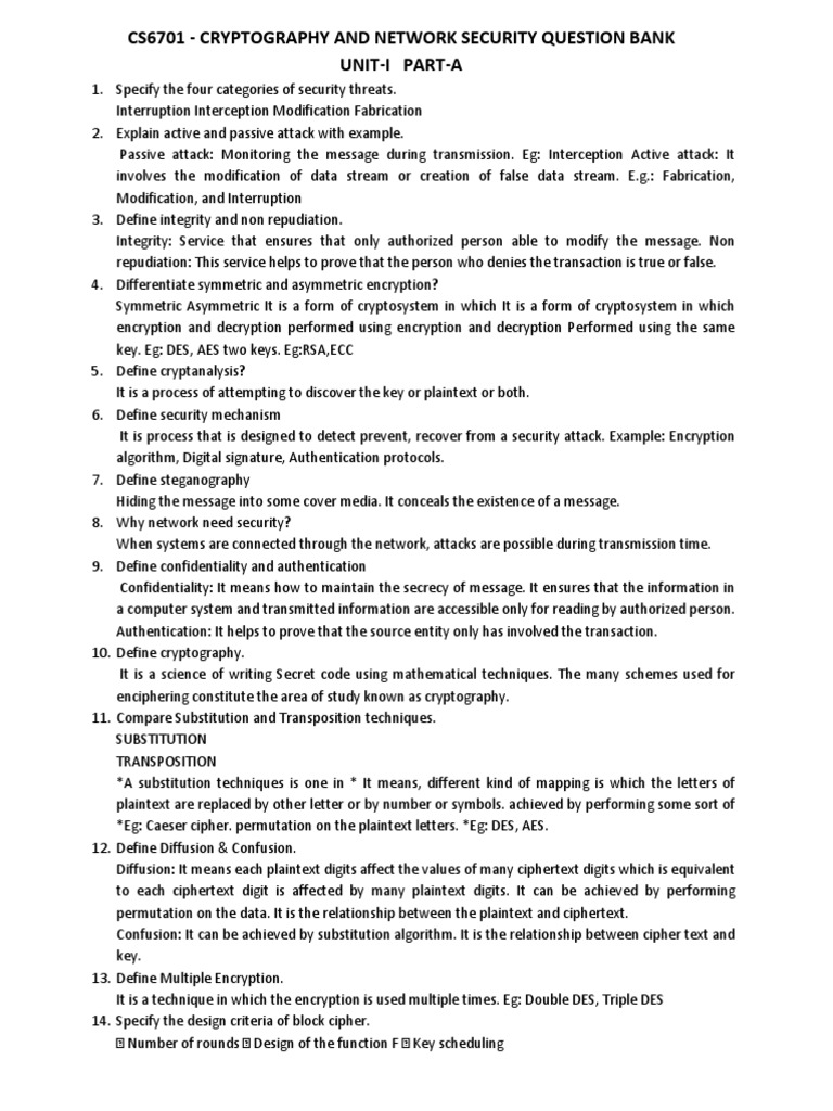 CS6701 Cryptography and Network Security | PDF