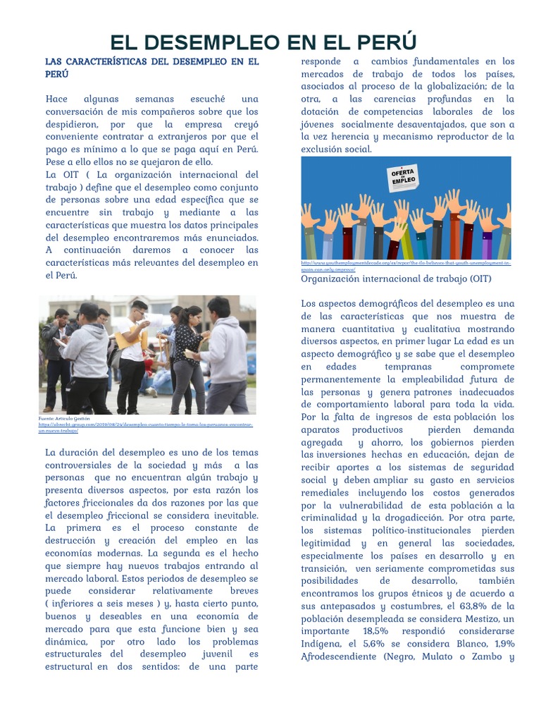 Tipos y características del desempleo en Perú | PDF | Desempleo | Salario
