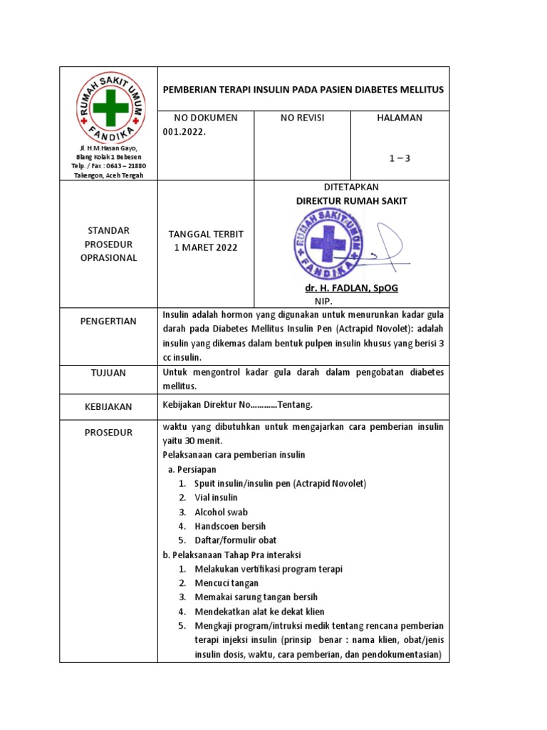 Prosedur Pemberian Insulin dan Infus | PDF | Pengembangan Diri | Kesehatan Holistik