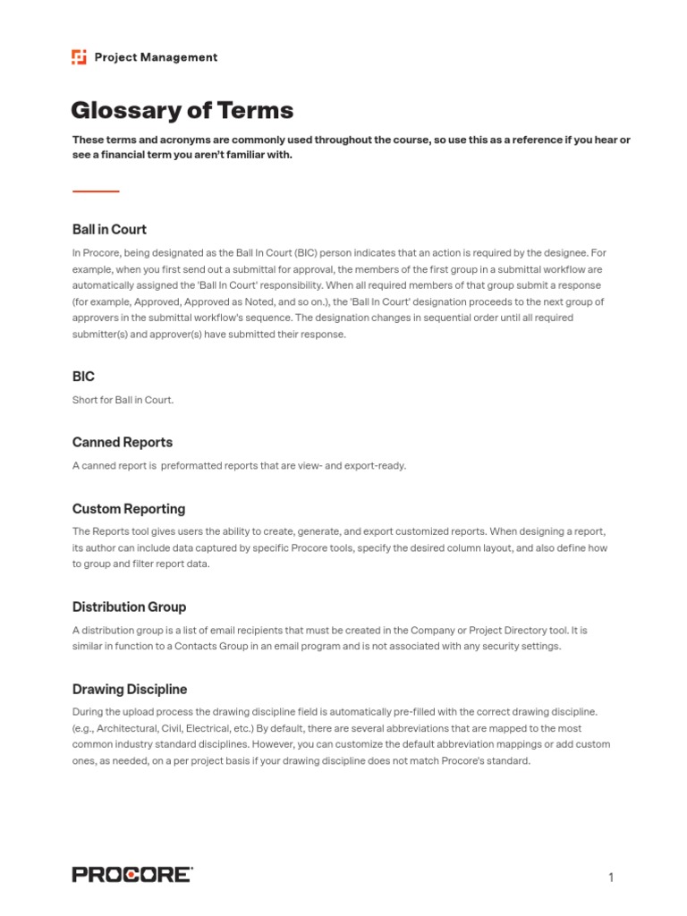 Procore Glossary of Key Terms | PDF | Optical Character Recognition | Computing