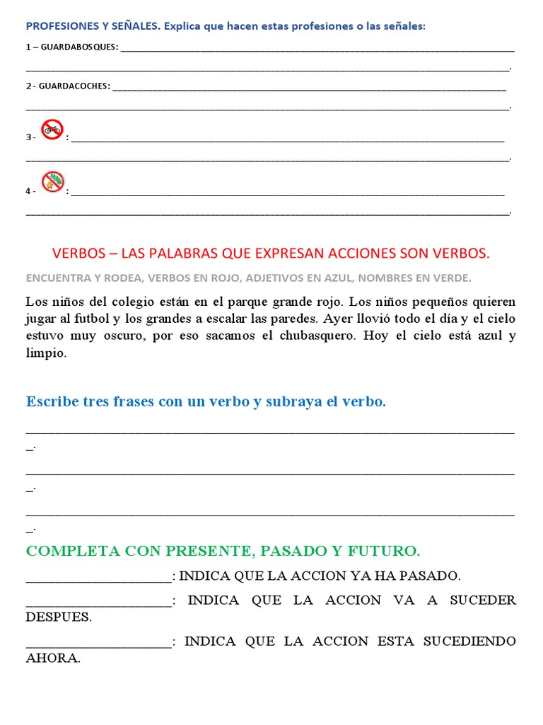 Actividades Escolares: Verbos y Moraleja | PDF | Verbo