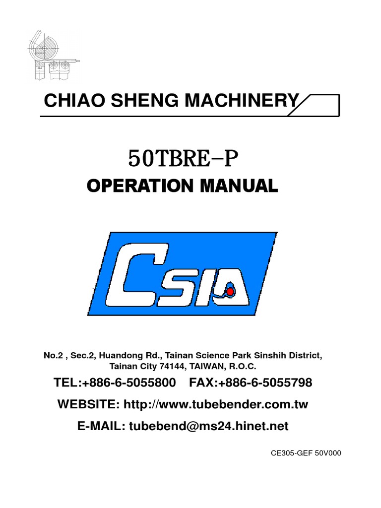 Chiao-Sheng-Machinery - Manual Dobladora | PDF | Lubricant | Switch