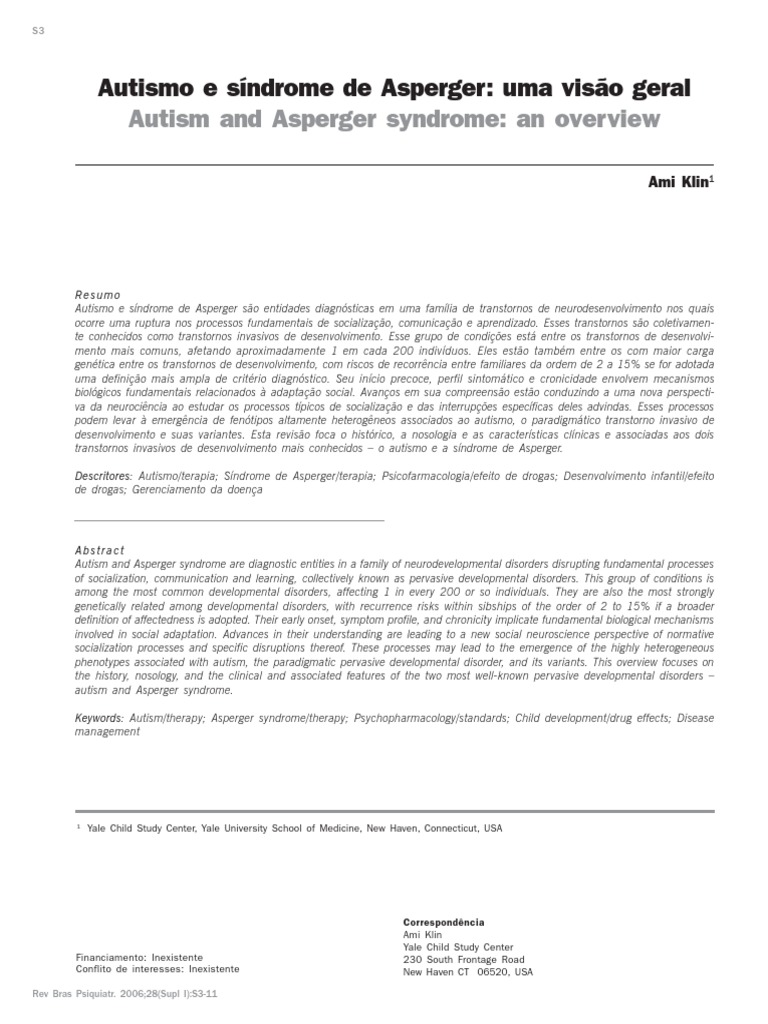 Autismo e Síndrome de Asperger - Uma Visão Geral | PDF | Autismo ...